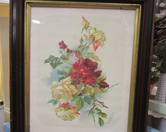 Popular items for cabbage roses print on Etsy