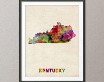 Watercolor United States Map USA Art Print 1047