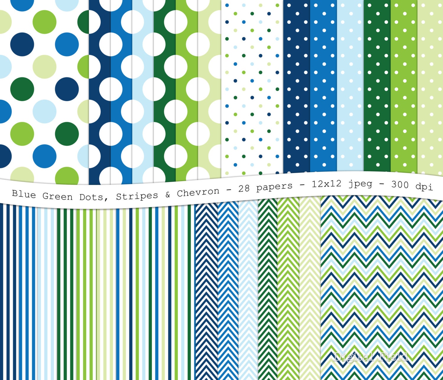 Blue Green Scrapbook Paper