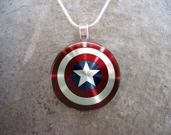 Captain America Jewelry - Marvel Jewelry - GLASS photo pendant - Photo ...