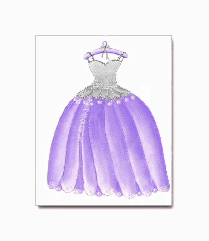 Princess Dress Art Print Purple Girl Nursery Girls by handpainting