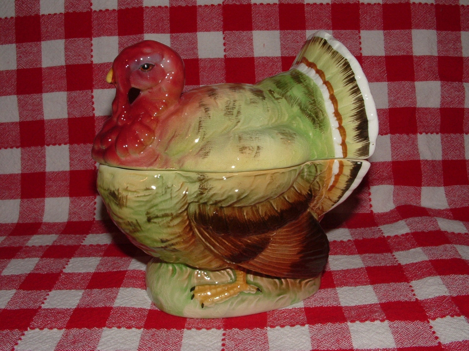 Large Vintage LEFTON Turkey – Serving, Covered Dish, Decor, Canister ...