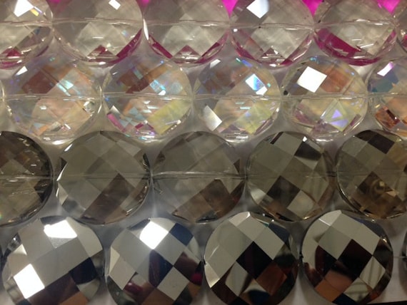 30mm coin shaped chinese faceted crystal glass by LittleBeadFairy