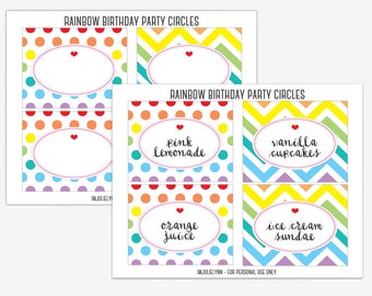 INSTANT DOWNLOAD - Rainbow Party collection - Printable Fancy Labels ...