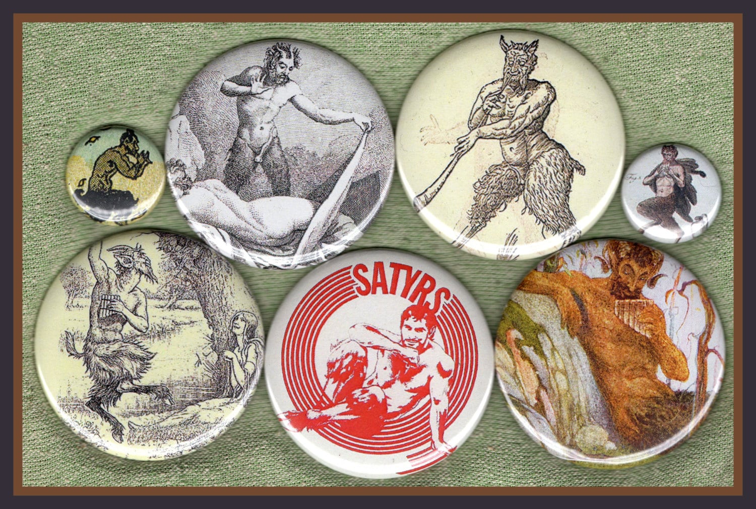 10 Sexy Satyr pins MIXED SIZE set 1″ inch buttons AND 2.25 aka 2 1/4 ...