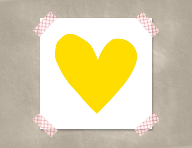 Yellow heart art printable wall decor by HelloOliveDesigns