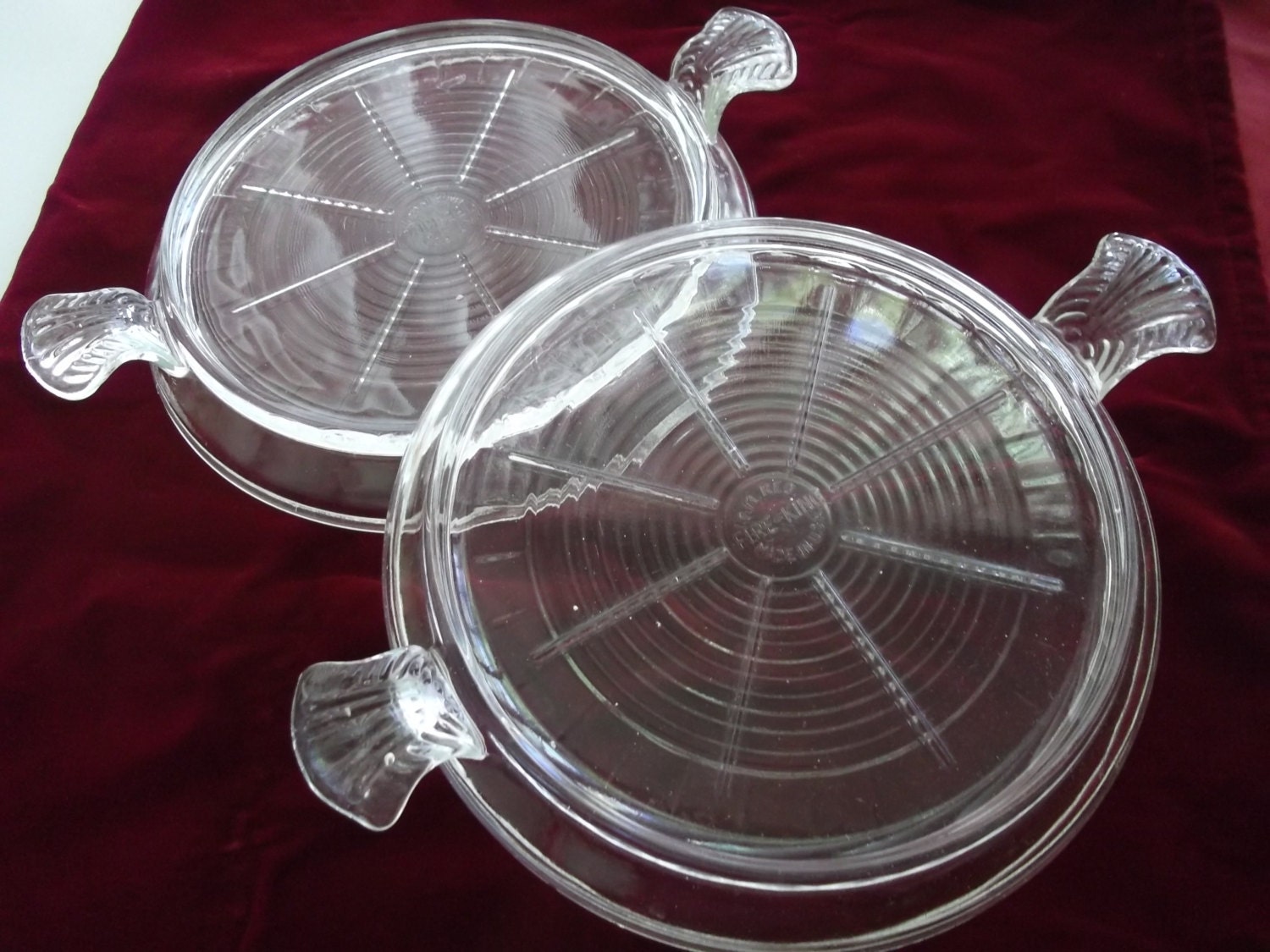 Pair of Fire King Glass Trivets Casserole Stands
