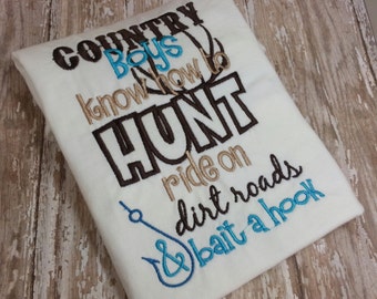 Country boys know.. Embroidered shirt..childrens clothing..girl.. baby ...