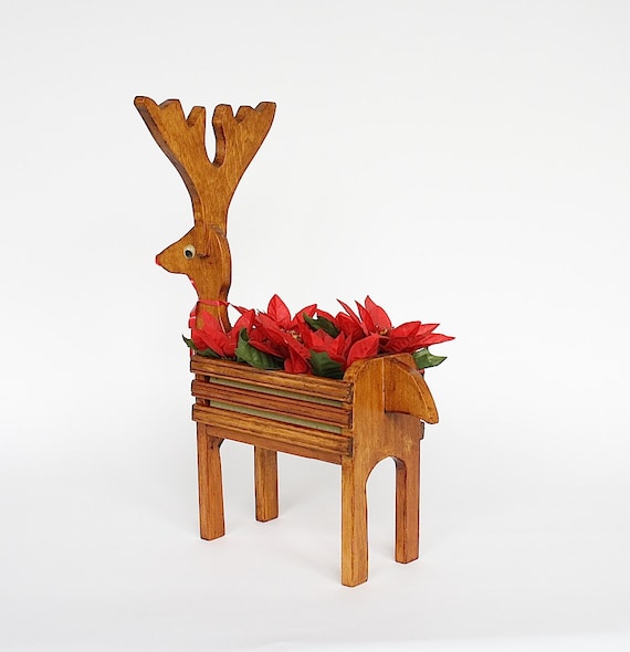 Christmas Reindeer Wood Reindeer Planter Rudolph the Red