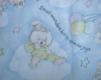 Baby Fabric Blue Boy Small Wonders Cotton 52" wide Remnant of 7/8 of a yard