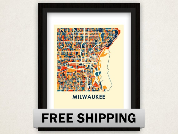 Milwaukee Map Print Full Color Map Poster by iLikeMaps on Etsy