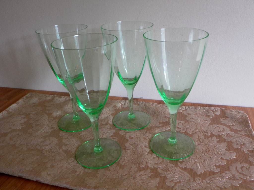 Green Glass Stemware – Depression Era – Haute Juice