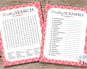 Word Search and Bride Quiz Printable Bridal Shower Games how