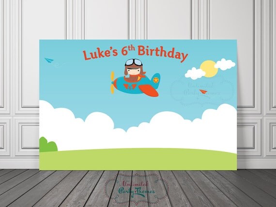 PRINTED, Airplane Birthday Banner, Pilot Party Decorations, Birthday ... PRINTED, Airplane Birthday Banner, Pilot Party Decorations, Birthday ...