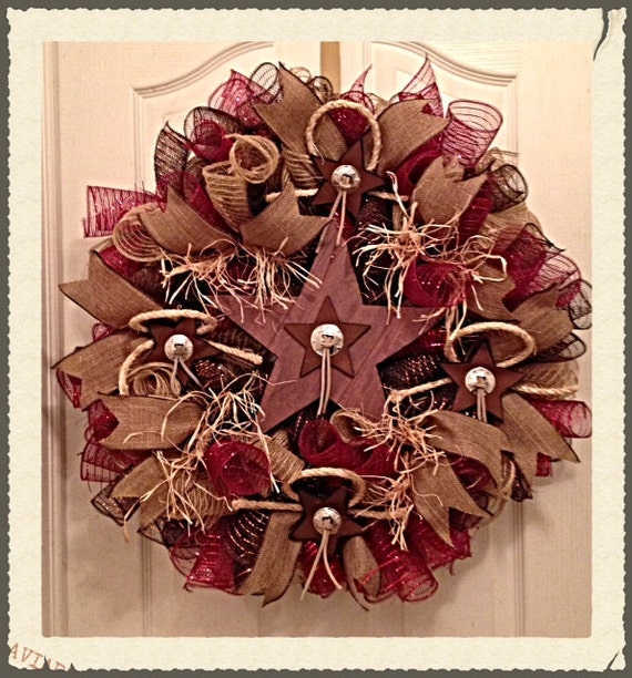 Western Star Deco Mesh Wreath/Rustic Star Deco by CKDazzlingDesign