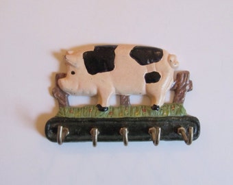 Pig Wall Key Holder Cast Iron with paint