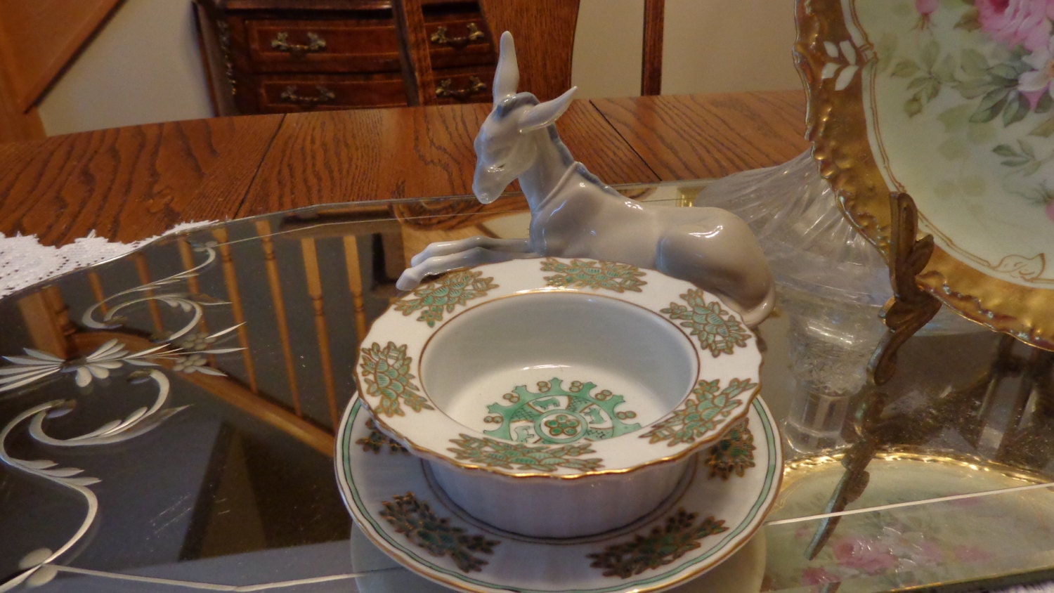 Vintage Ramekin Bone China With Matching Plate / Cottage Chic China ...
