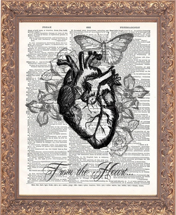 Items similar to Anatomical heart Book Print - Vintage heart print on Etsy
