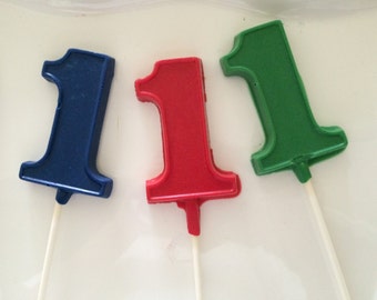 12 Number One 1 Chocolate Lollipop First Birthday Party Favors