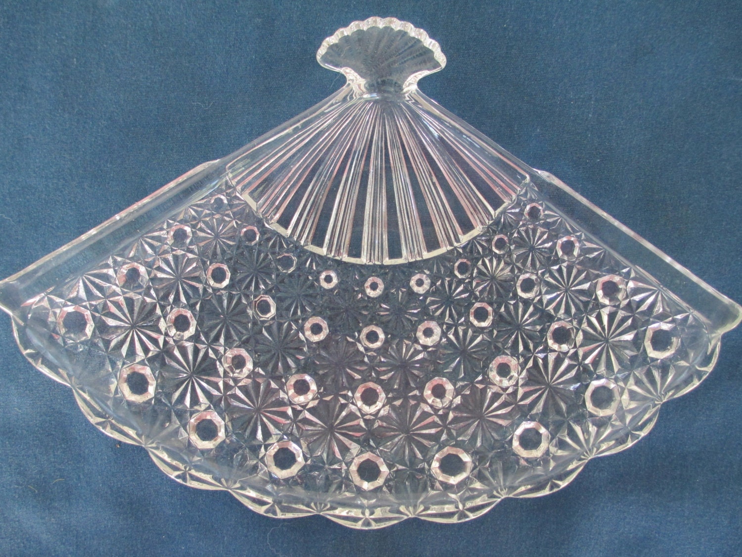 Vintage Anchor Hocking Clear Fan Shaped Serving Plate/Tray