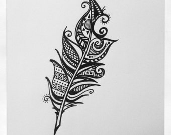 Zentangle feather | Etsy
