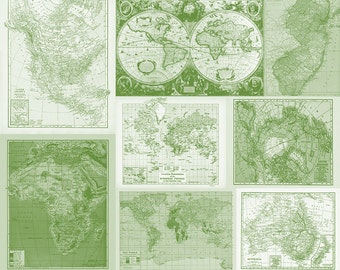 Fabric Yardage - Instant Quilt with many maps - yardage of Antique and ...