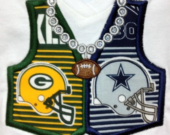 Custom Embroidered/Appliqued FOOTBALL House Divided Vest with necklace ...
