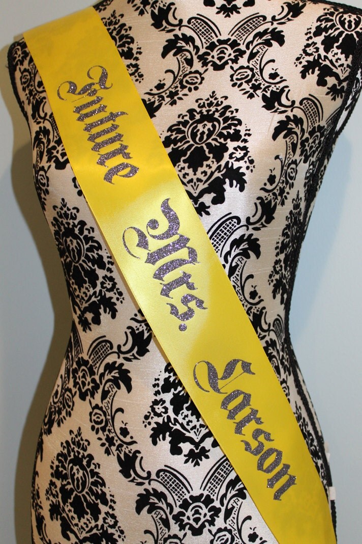 Bachelorette sash with gothic style font