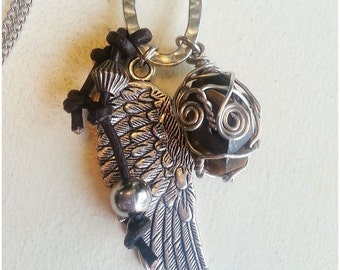 Protection Necklace|Tiger's Eye Necklace|Angel Wing Necklace|Long ...