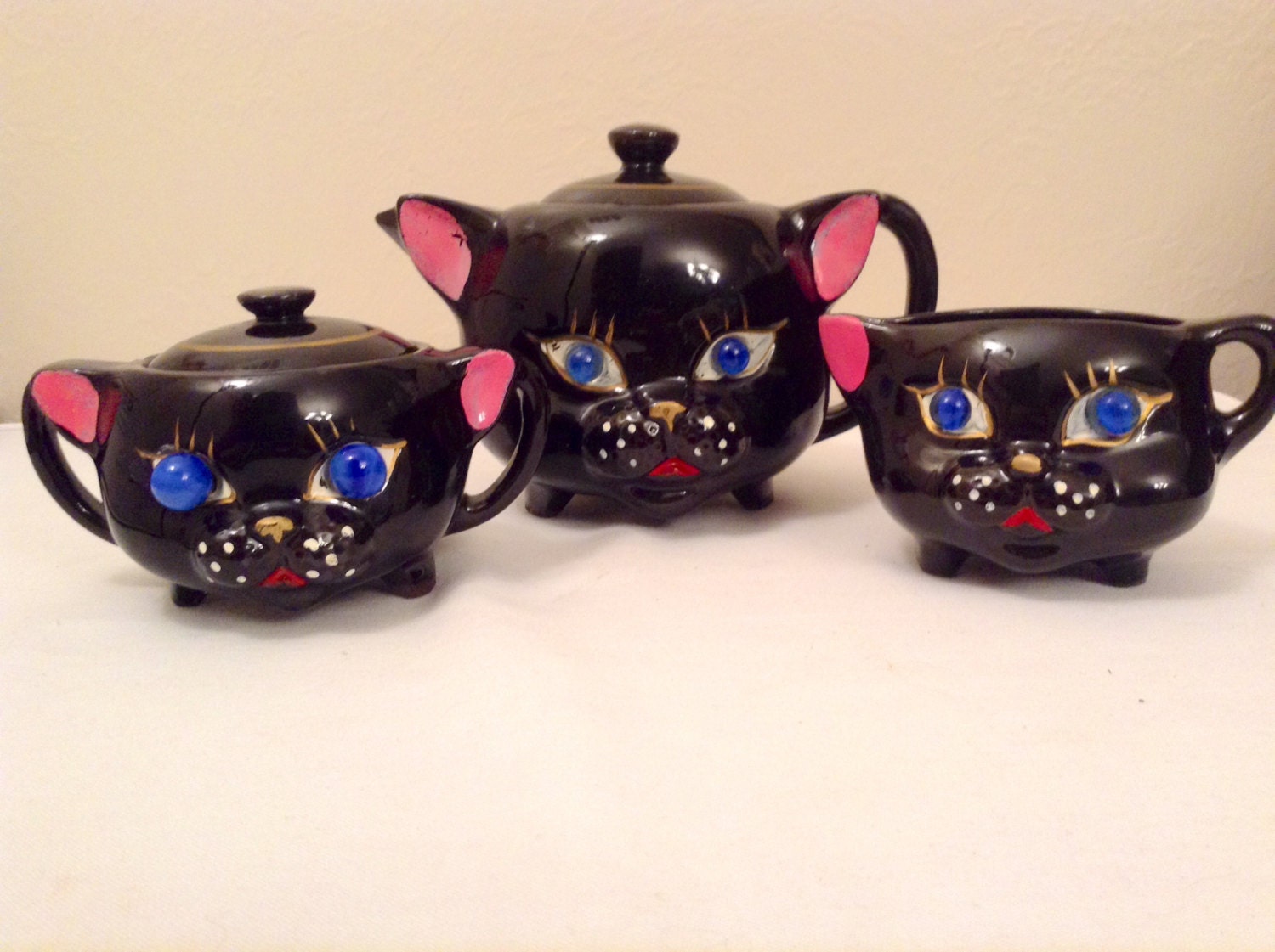 Vintage Quirky Black Cat Head Tea Set – Haute Juice