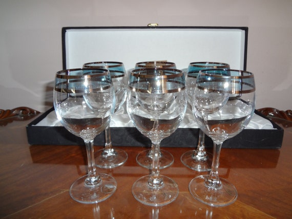 Cristalleria Fratelli Fumo Set of 6 Wine Glasses in Case From