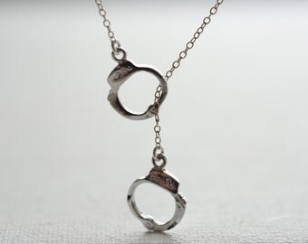 Sterling Silver Handcuff Necklace Lariat,handcuff necklace,Handcuff ...