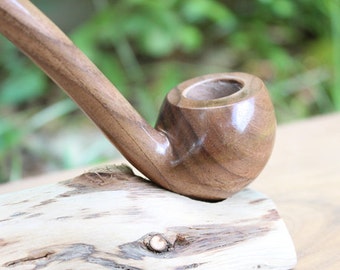 Pippin - wooden smoking pipe, walnut, 12" long, stand included.