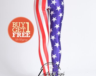 XL-American Flag print Leggings-Printed Leggings-Yoga Pants-Women ...