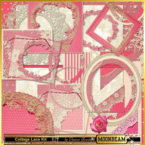 Cottage Lace Digital Scrapbook KIT by Scrapbookingdom on Etsy