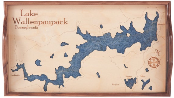 Lake WallenpaupackServing TrayWood ChartWood MapArtLaser