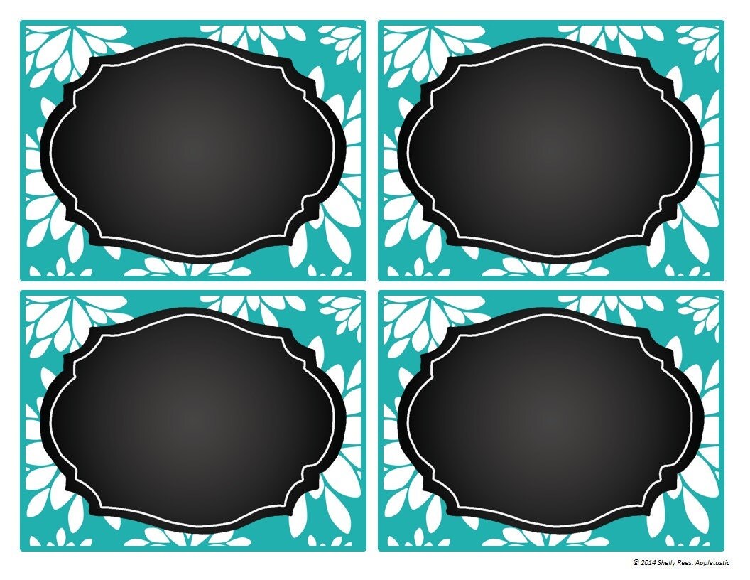 Editable Labels Beautiful Blue with Chalkboard 7 Designs