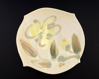 Vintage stoneware pottery plate, Beverly Butler Pottery, Cream with ...