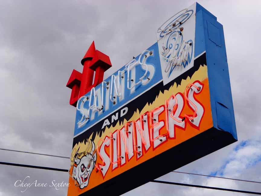 Old Neon Retro 'Saints and Sinners' signage by NewMexicoMtnGirl