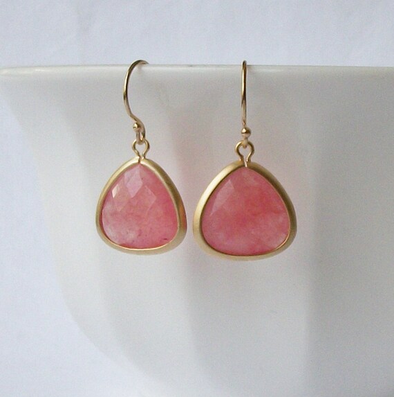 Pink Crystal Dangle Earrings Crystal Earrings