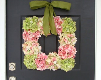 XL Hydrangea Wreath Square Spring Wreath Spring Wreaths- Spring Decor ...
