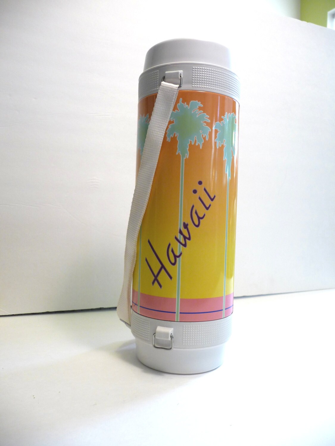 Vtg Thermos Hawaii Shoulder Sling 1980’s Pastel Neon Palm Trees Rad ...