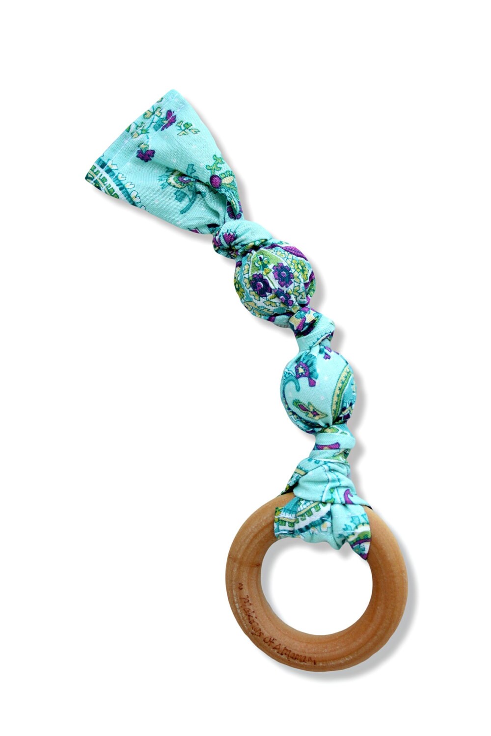 Natural Wooden Teething Ring Cotton Teething by MakingsOfAMama