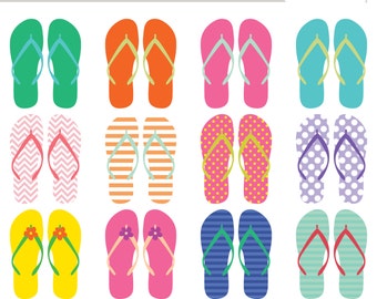 Clip art, Beach clipart, Colorful flip flops