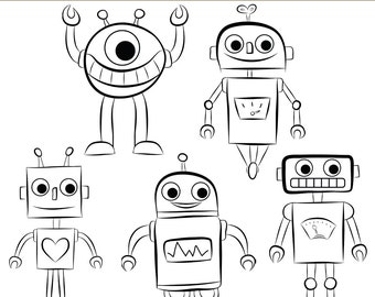 Popular items for robot clip art on Etsy