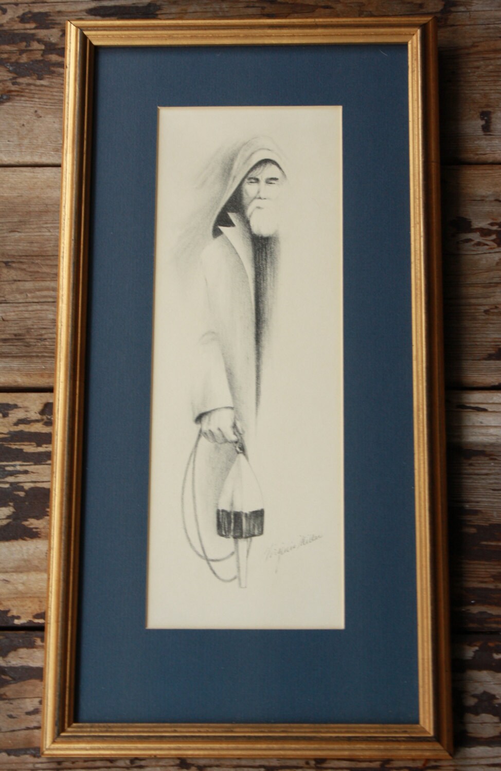 Vintage Signed Virginia Miller Lithograph-Man