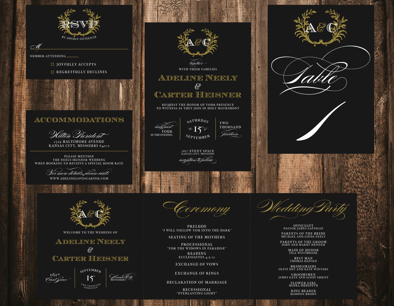 Elegant Monogram Wedding Invitation // Printed by blacklabstudio Elegant Monogram Wedding Invitation // Printed by blacklabstudio