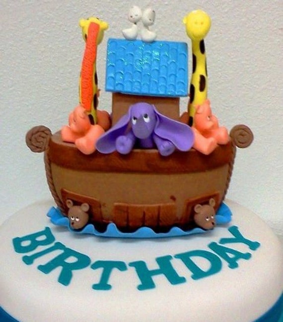 Baby Shower Cake Topper , Ark with Animals Decoration, Animals Ark ...