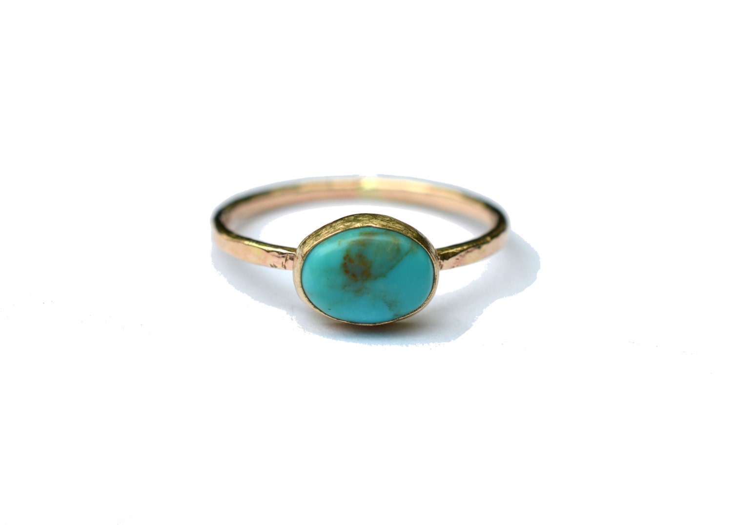 14k Gold Turquoise Ring Skinny Stacking Ring by AquarianThoughts 14k Gold Turquoise Ring Skinny Stacking Ring by AquarianThoughts