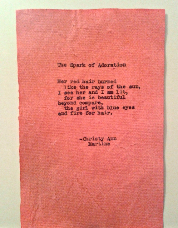 Red Hair Gifts Romantic Love Poem for Wife Girlfriend with Red